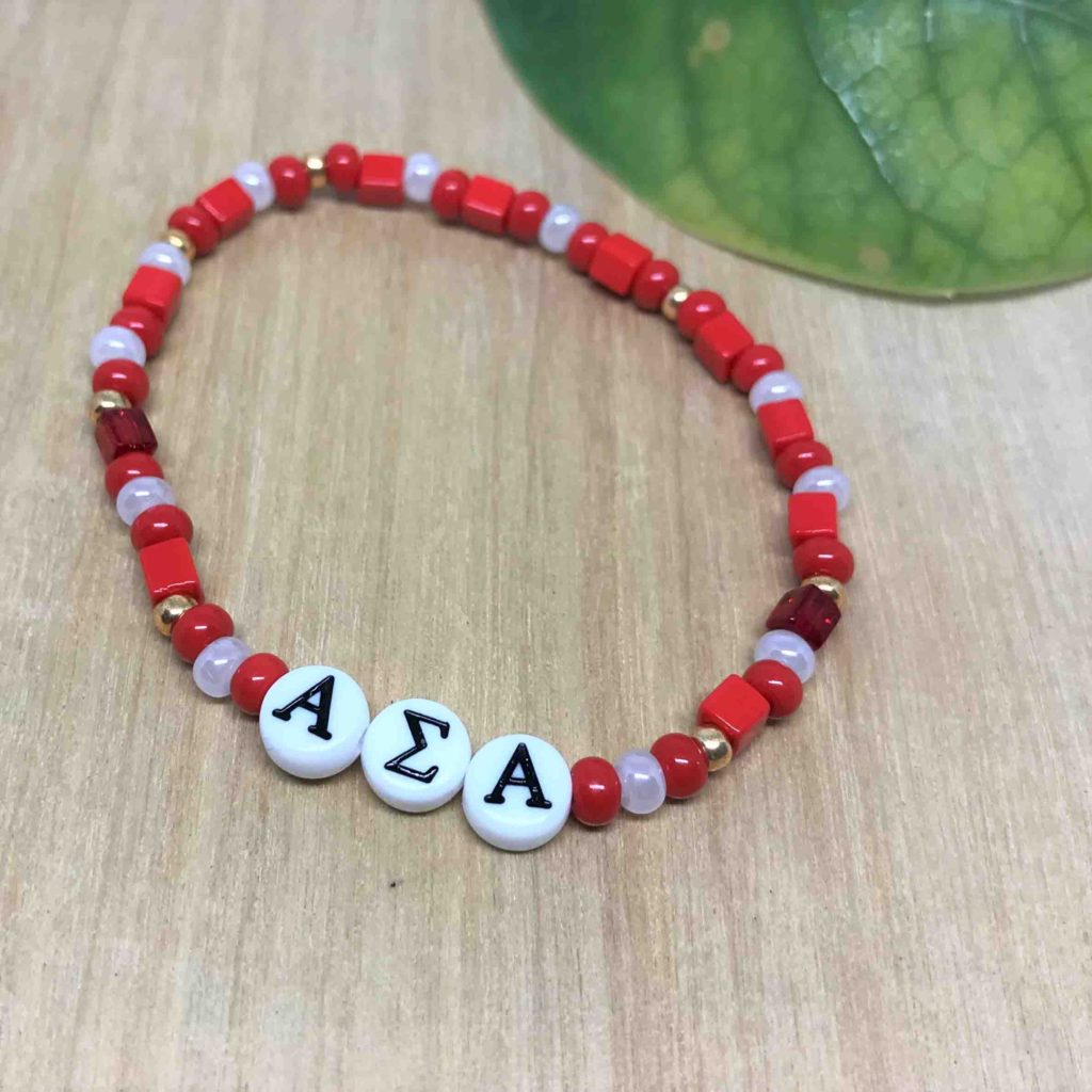 College Bead Bracelet / 3 Custom Beaded Letter Bracelets in School ...